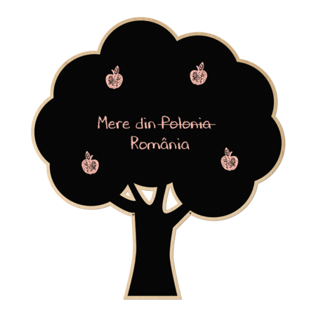 Decoratiune perete 'Copac', 90x100 cm, MDF negru, cu fundal de lemn ...