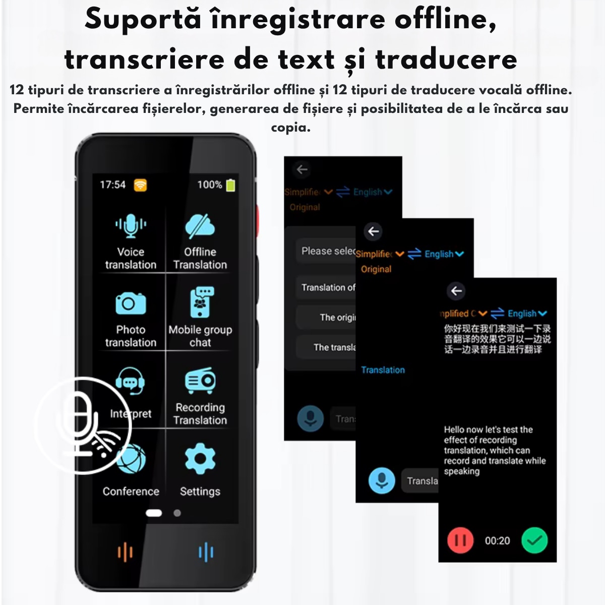 Translator inteligent Vocal Digital Bidirectional cu peste 138 Limbi ...