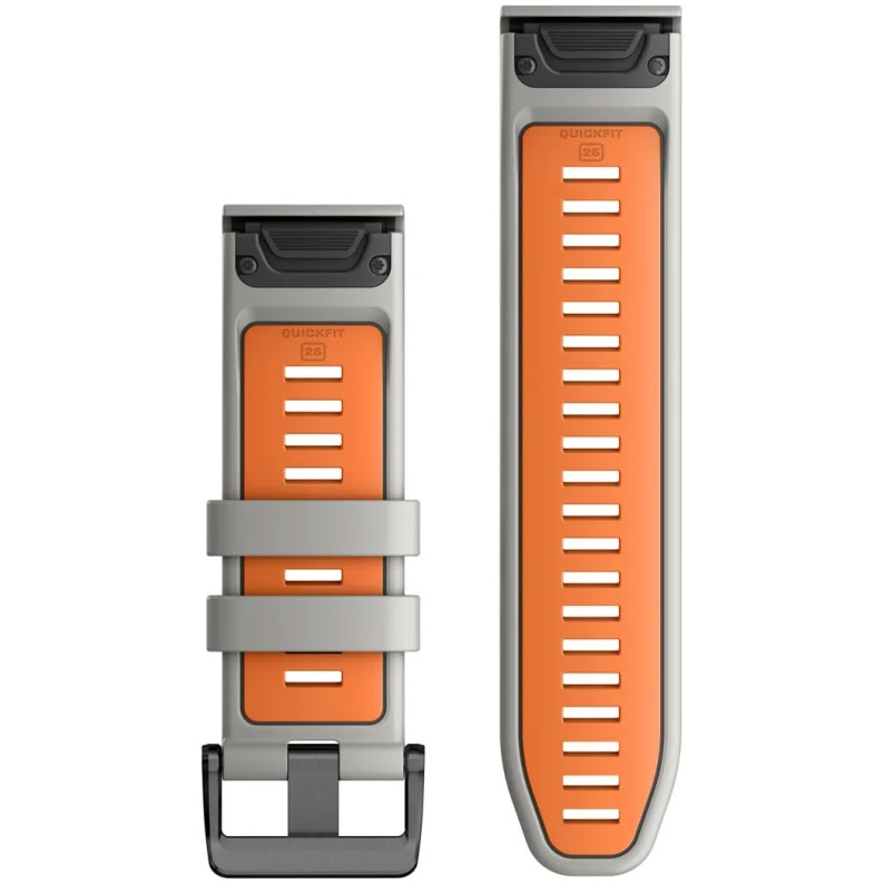 Curea ceas smartwatch Garmin, 26mm, QuickFit, Silicon, Fog Gray/Ember ...