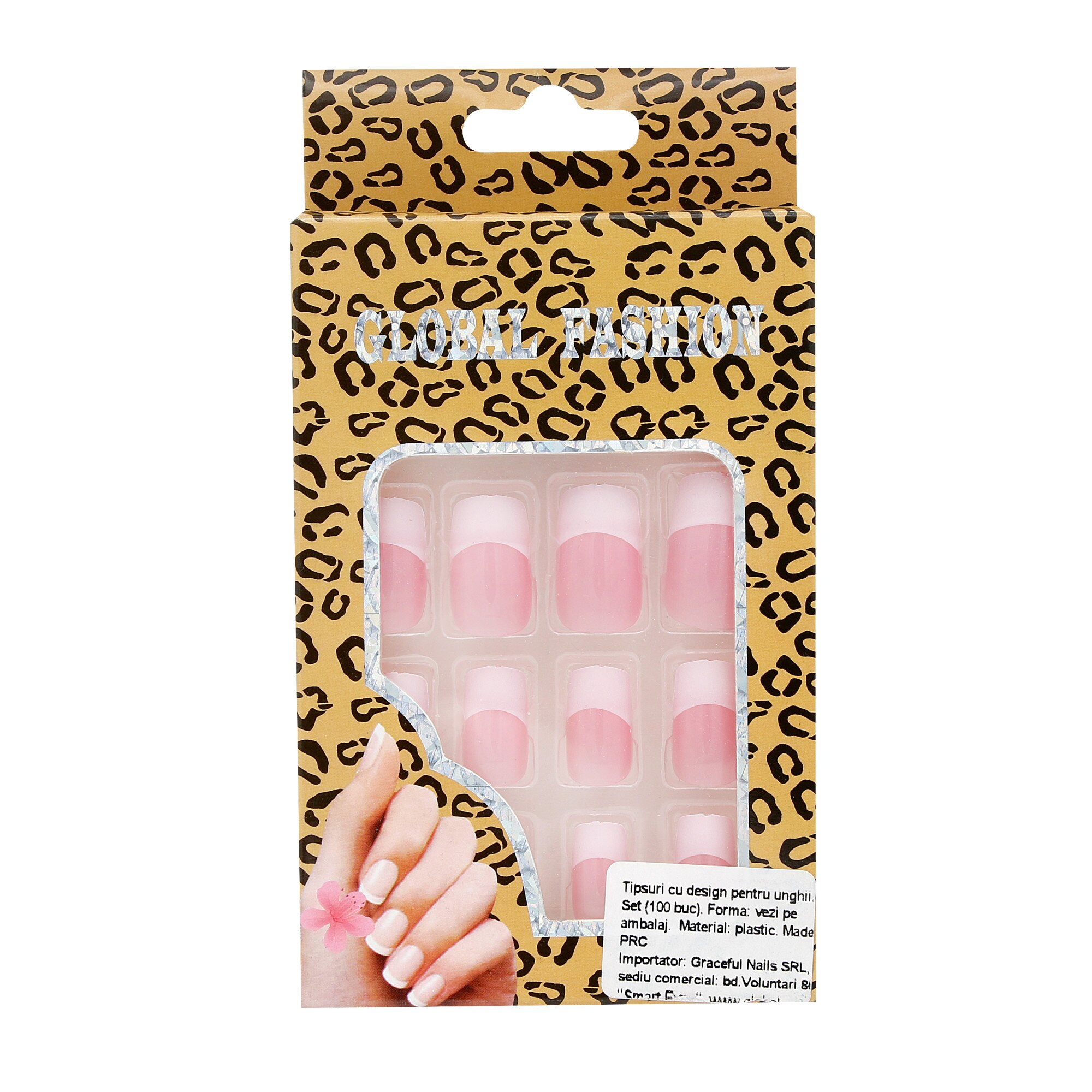 Set 100 tips, unghii false cu adeziv inclus, Global Fashion, French ...