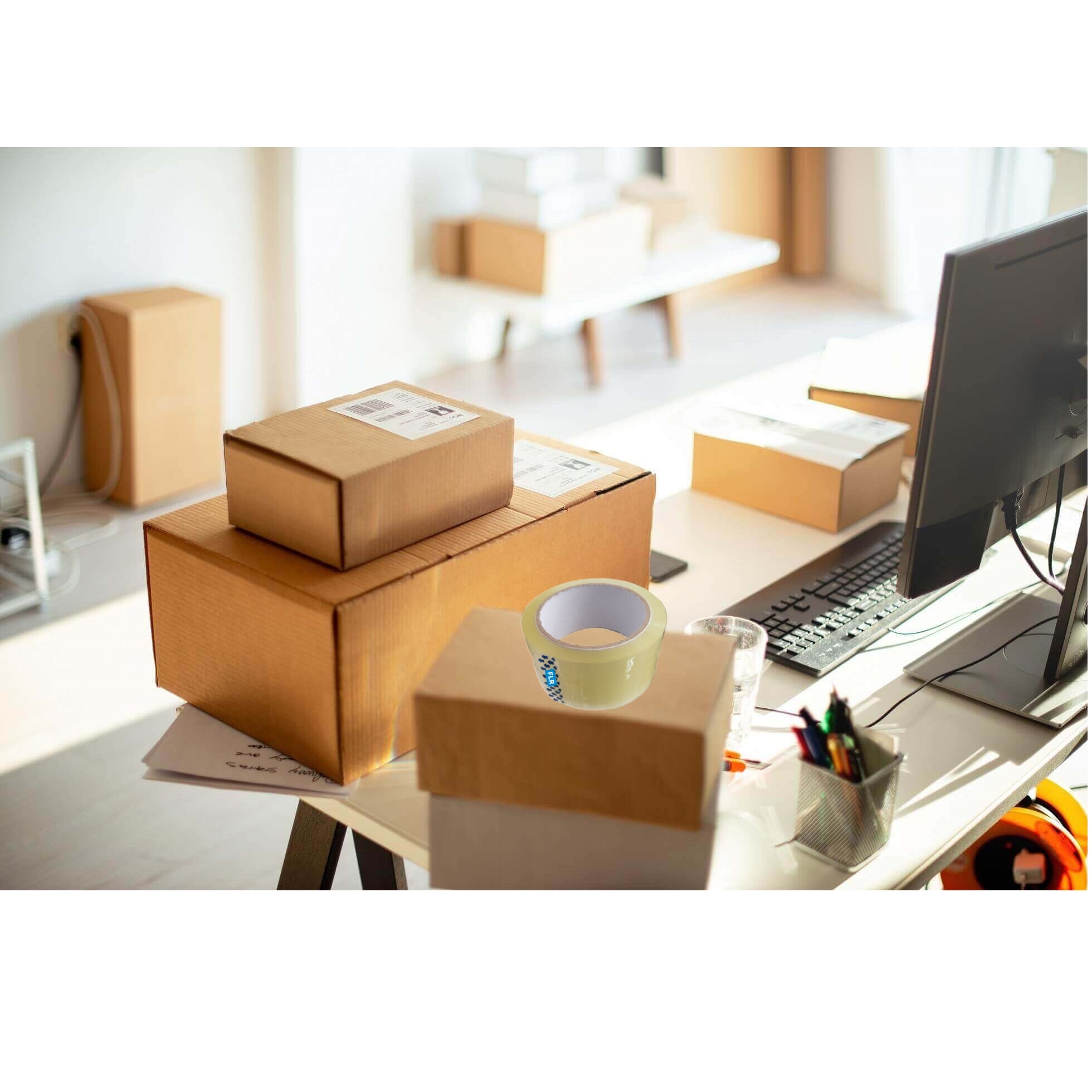 Banda adeziva 48x66m, FLR, transparenta, 45 Microni, tip scotch, rola ...