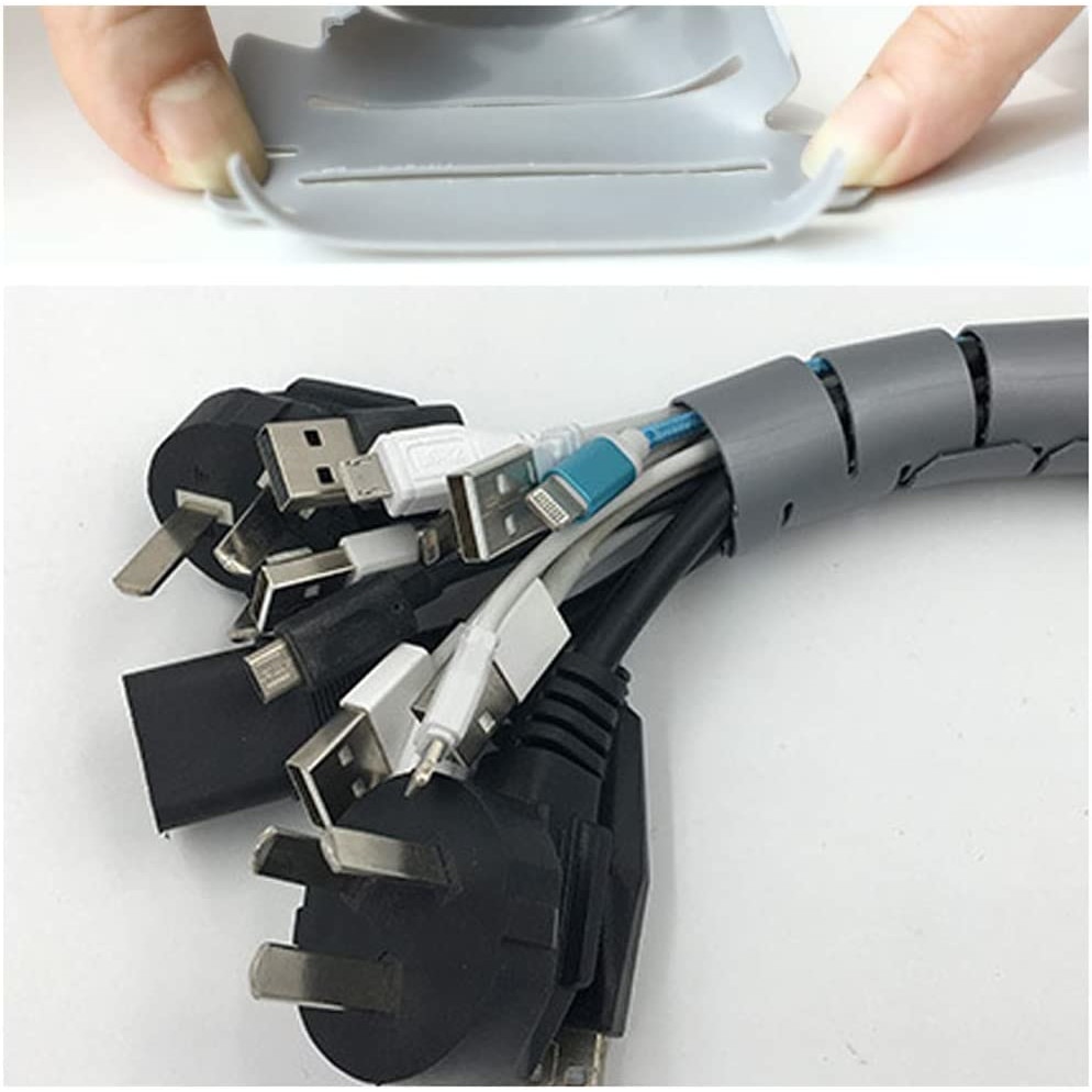 Tub spiralat pentru cabluri, Plastic, 2 m, Negru - eMAG.ro