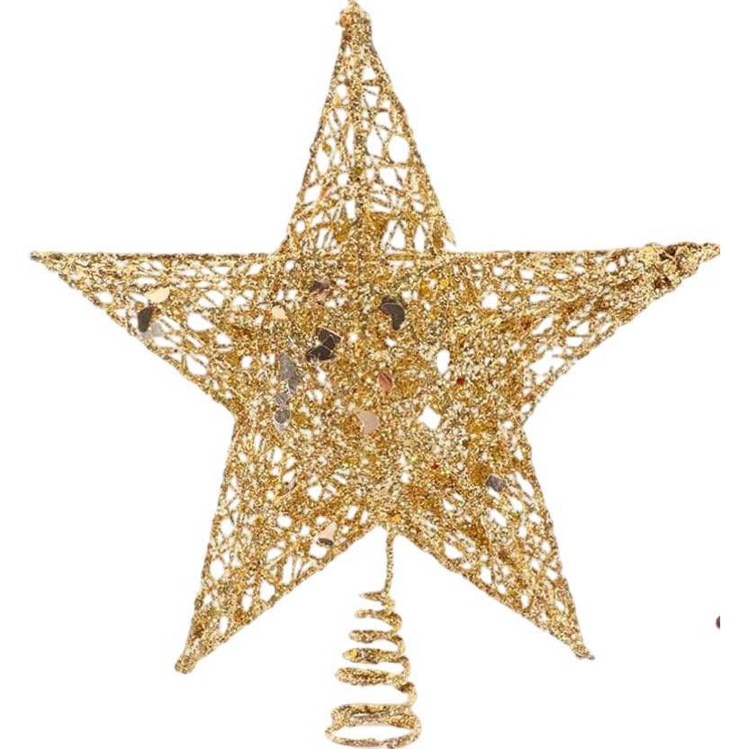 Topper pentru brad de Craciun, Model stea, 20 x 23 cm, Auriu - eMAG.ro