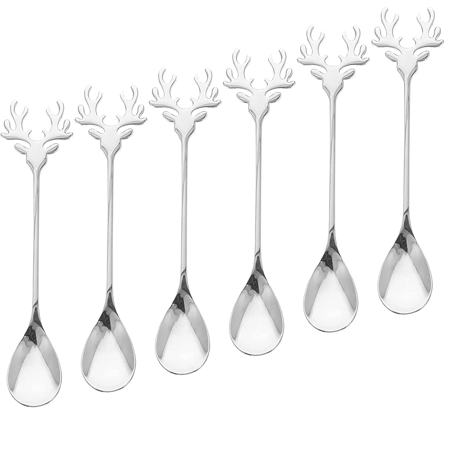 Set 6 ligurite pentru desert in forma de ren, Inox, Argintiu - eMAG.ro