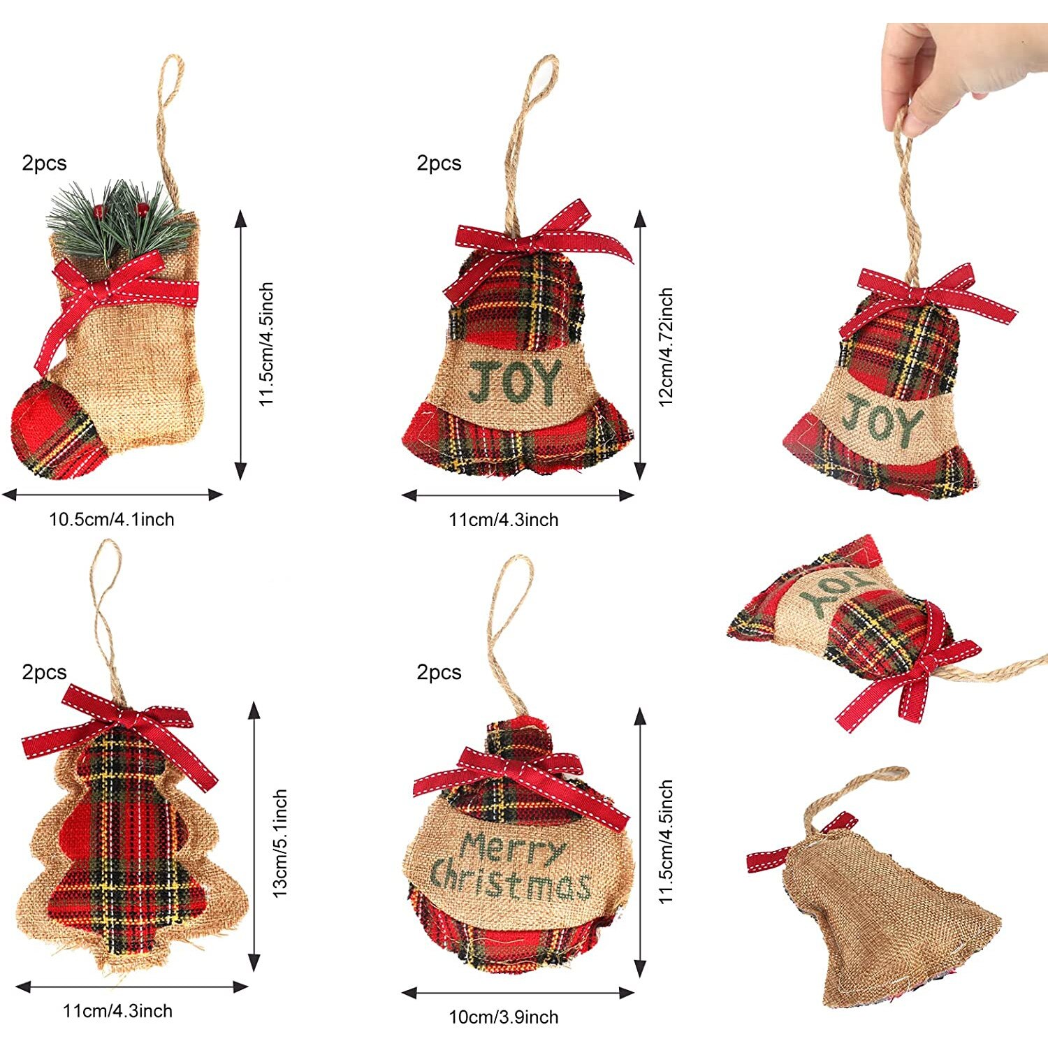 Set 8xornamente brad, Textil, Universal, Multicolor - eMAG.ro