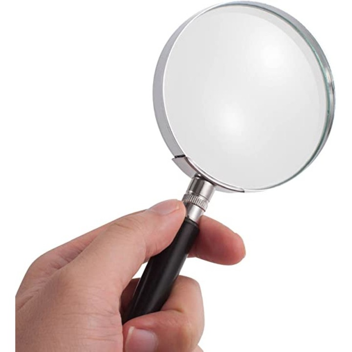 Lupa cu zoom optic 6x, cu lentila metalica de 6 cm in diametru - Negru ...