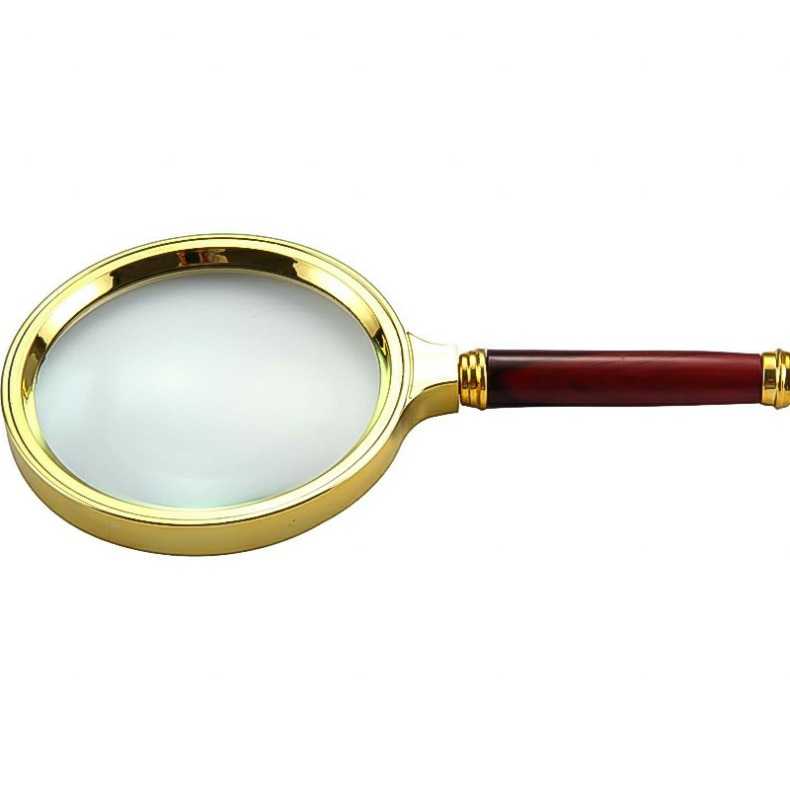Lupa optica cu lentila din sticla de 90 mm si maner detasabil, golden ...