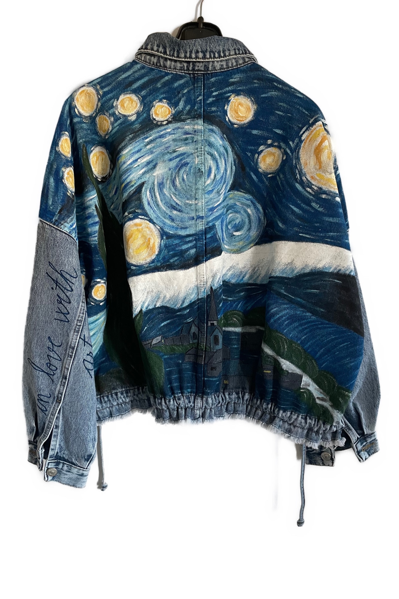 Geaca blugi pictata manual Starry Night - Van Gogh - eMAG.ro