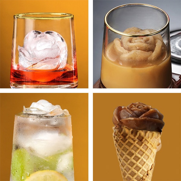 Forme cuburi gheata din silicon - trandafir (3 buc) cub de gheata mic ...