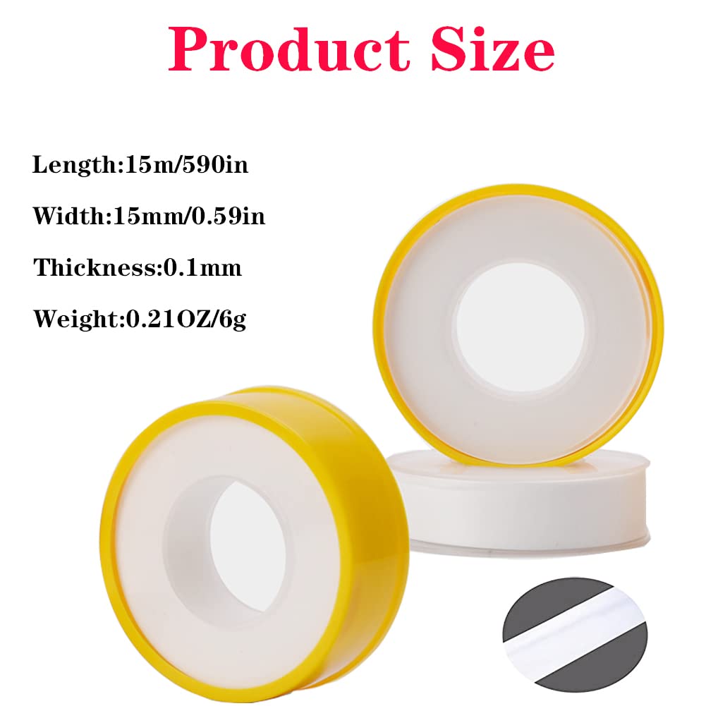 Set 12 role de banda de teflon, PTFE, 15 mm x 0.1 mm x 15 m, Alb - eMAG.ro