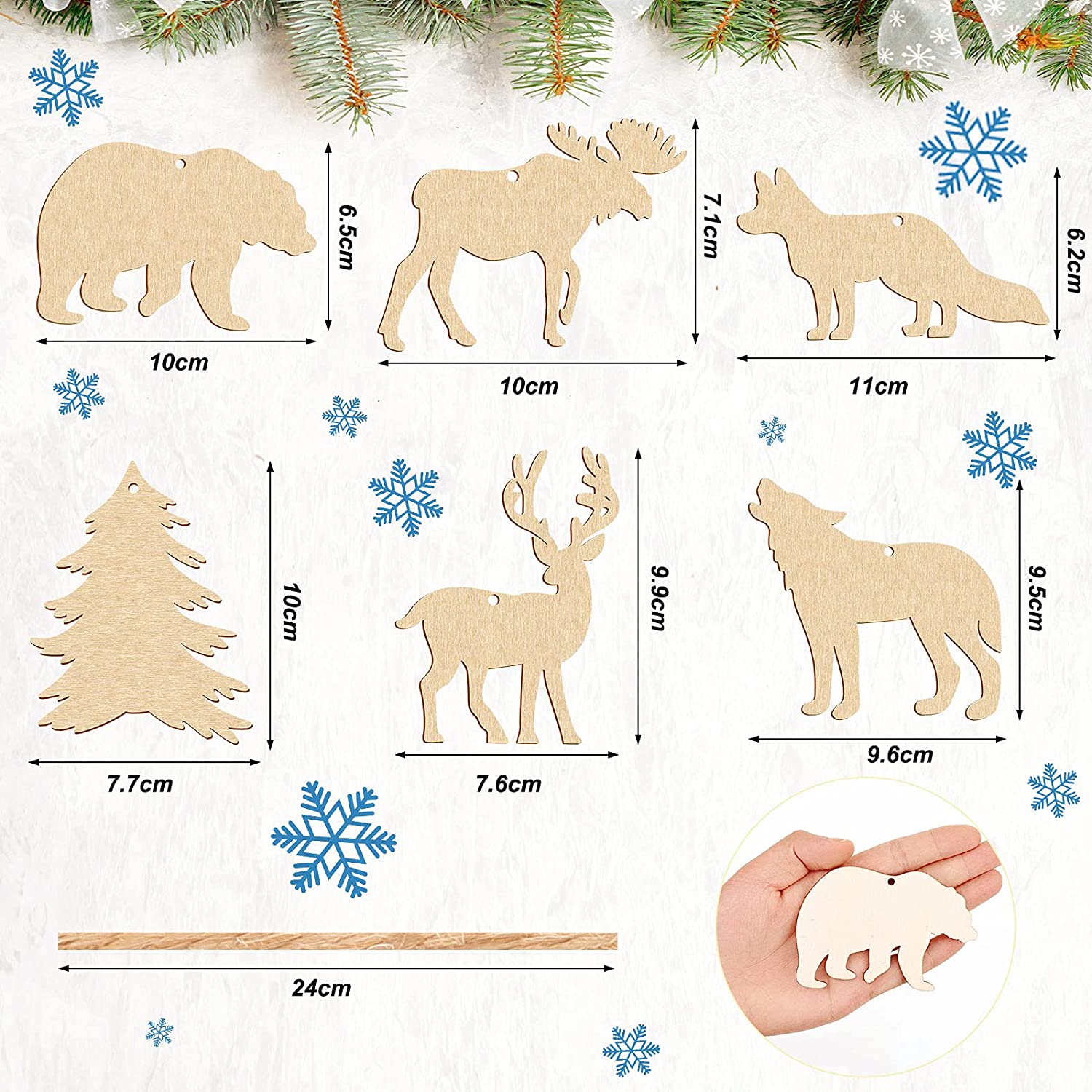 Set 30 Ornamente brad, Lemn, Crem - eMAG.ro