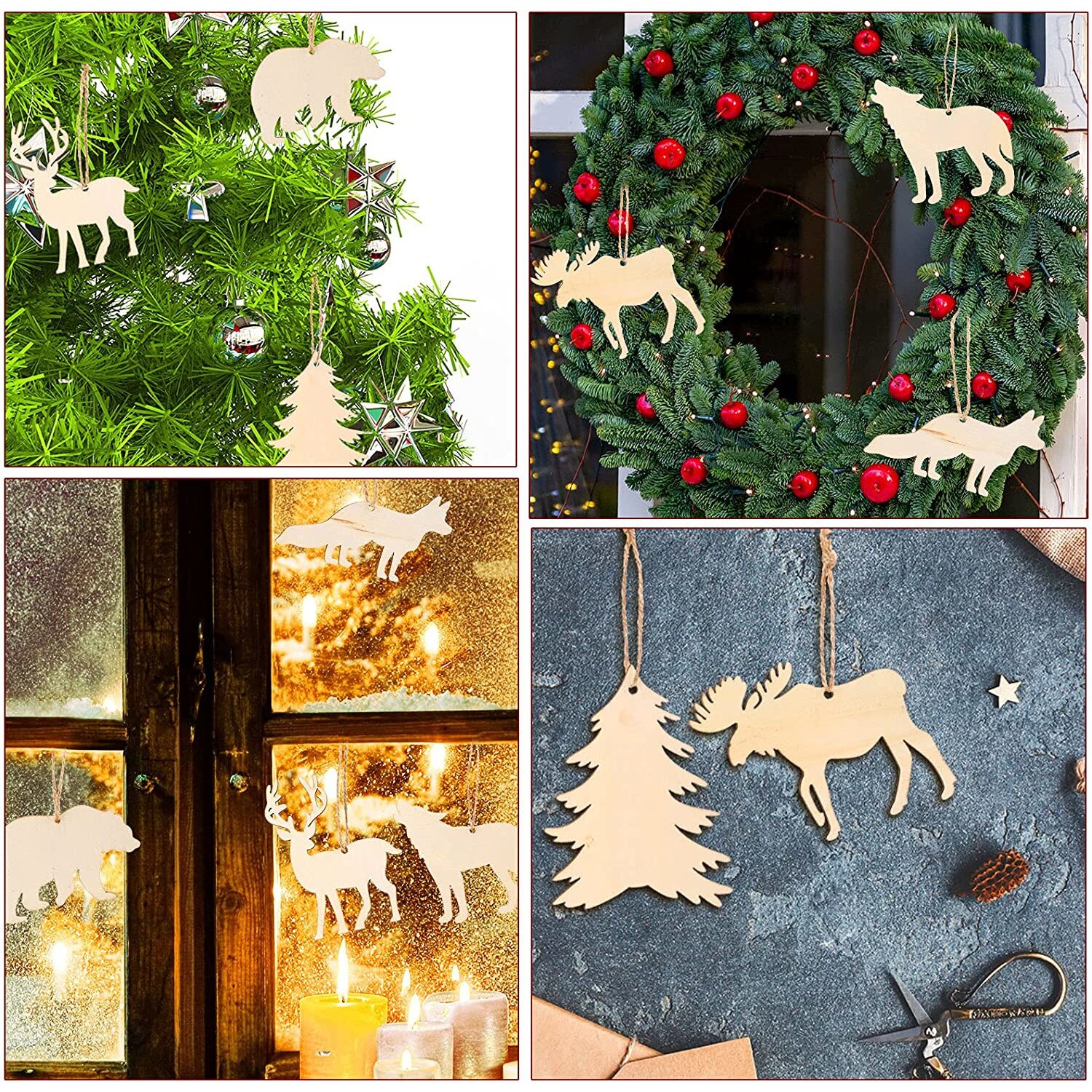 Set 30 Ornamente brad, Lemn, Crem - eMAG.ro