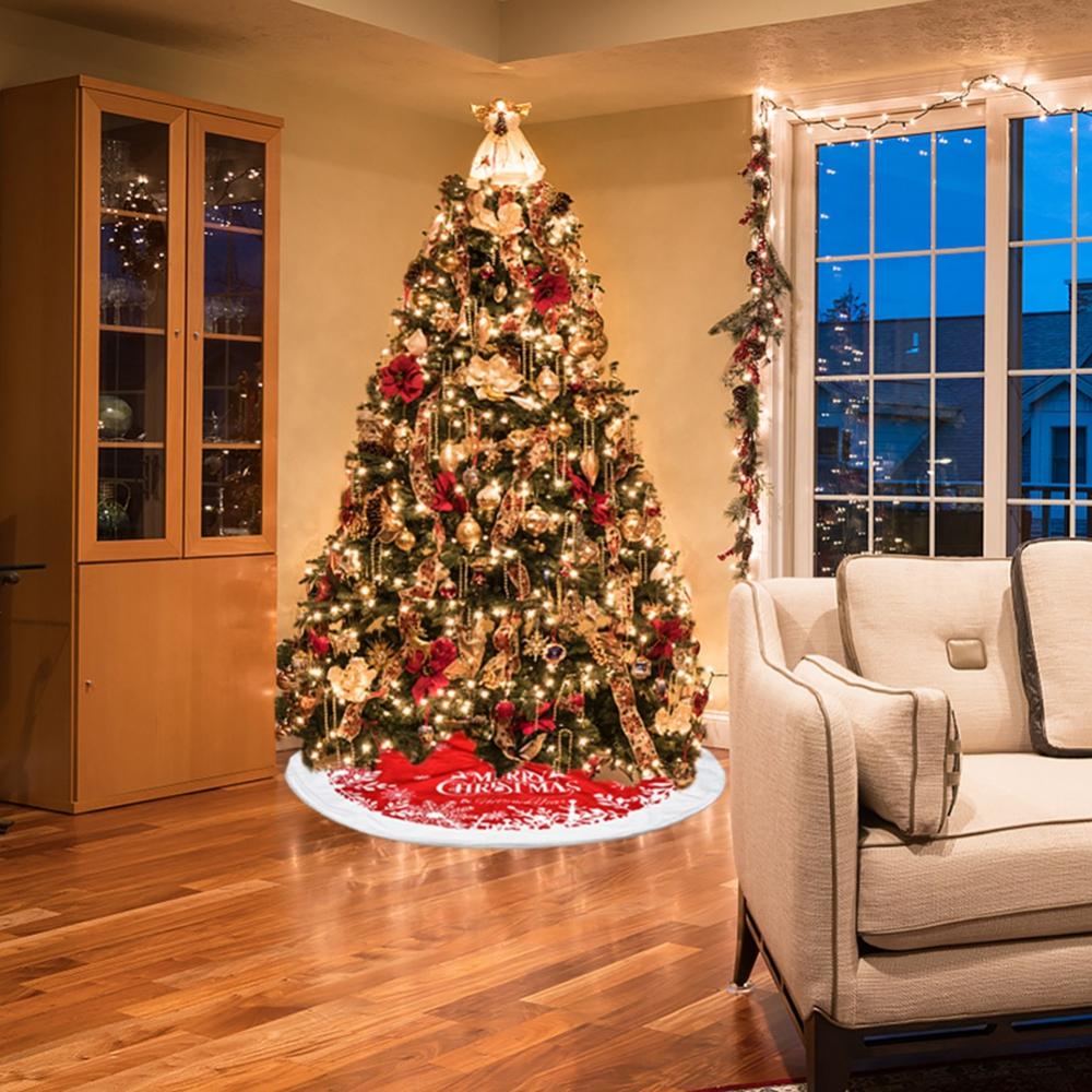 Covor rotund pentru Brad de Craciun, 48 inch, Rosu - eMAG.ro