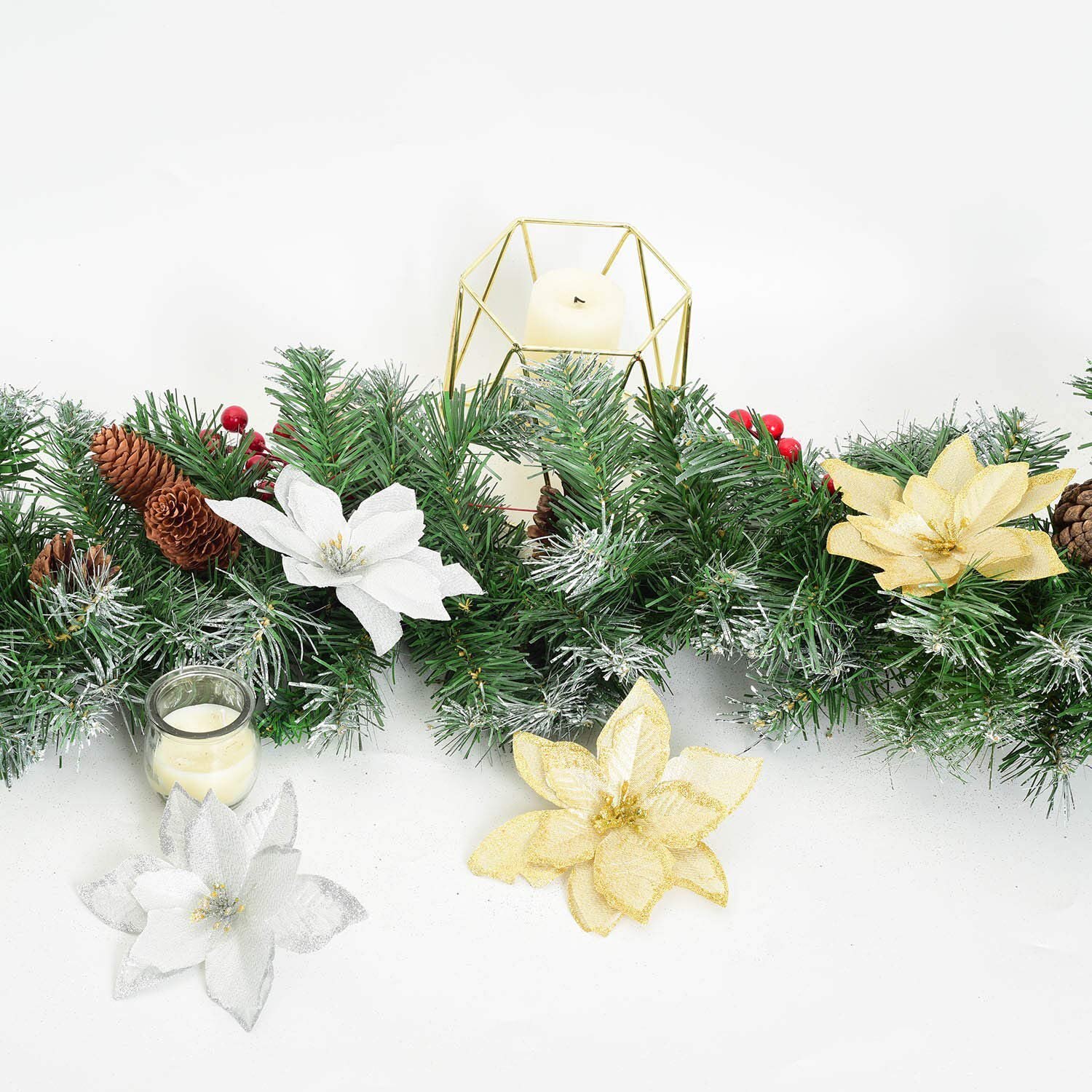 Цветя коледна звезда, Сребрист, 13 см, 20 броя - eMAG.bg