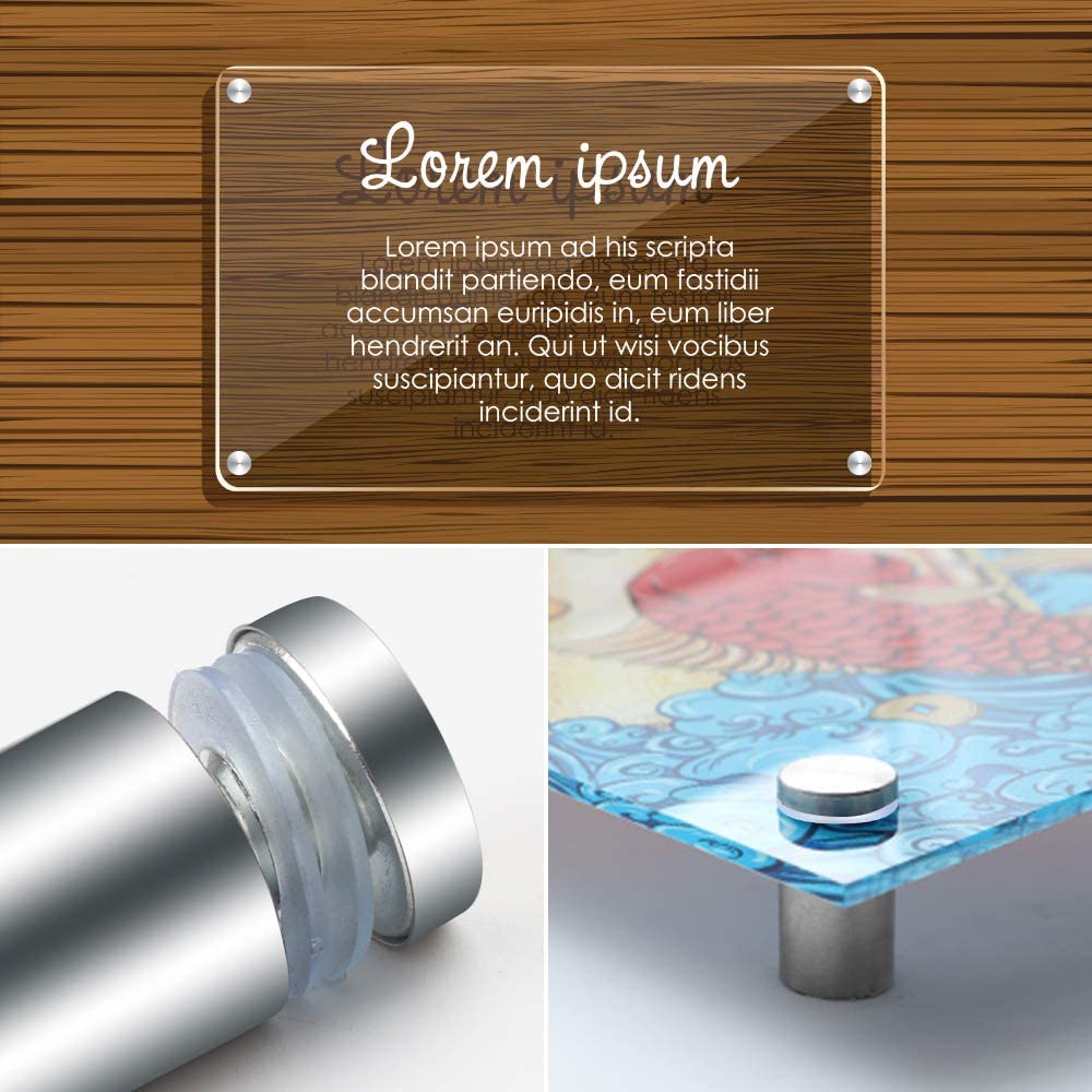 Set 25 distantiere de perete de publicitate, INOX, 19x20 mm, Argintiu ...