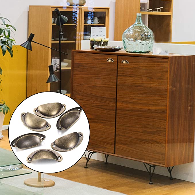 Maner pentru mobila, Fier, Vintage, Semicerc, 8 buc, Culoare bronz ...