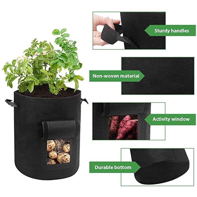 Saci cultivare legume si fructe, 45L, Polietilena, Negru, 2 buc - eMAG.ro