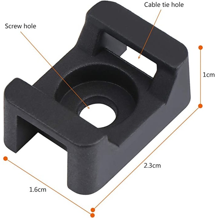 Set suporturi prindere cabluri, 23x16mm, Negru, 100 buc - eMAG.ro