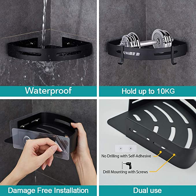 Raft dus de colt, Aluminiu, Negru - eMAG.ro
