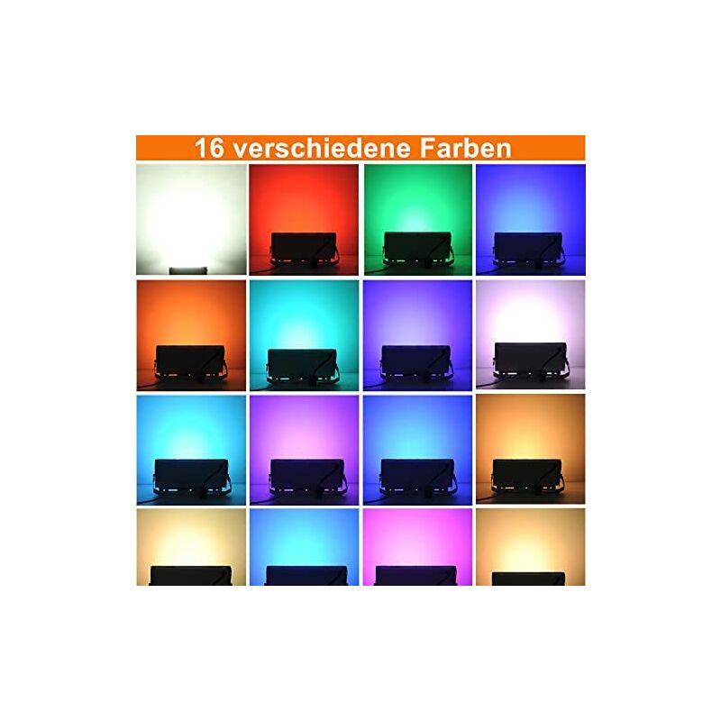 Pachet de 4 reflectoare cu LED, RGB, Reglabile, Pentru exterior, IP66 ...