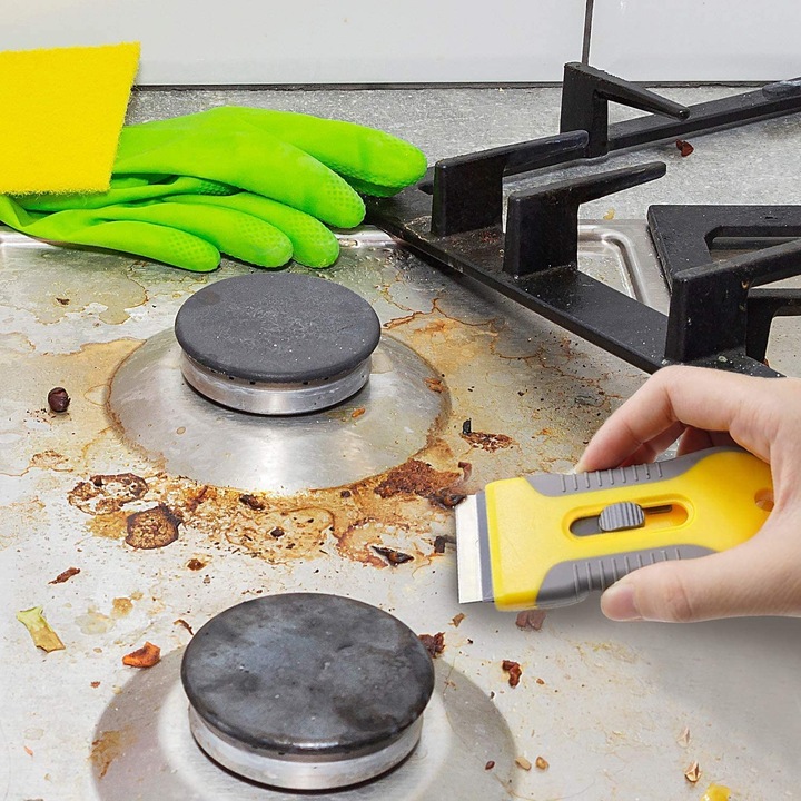 Racleta retractabila, Plastic, Galben/Gri - eMAG.ro