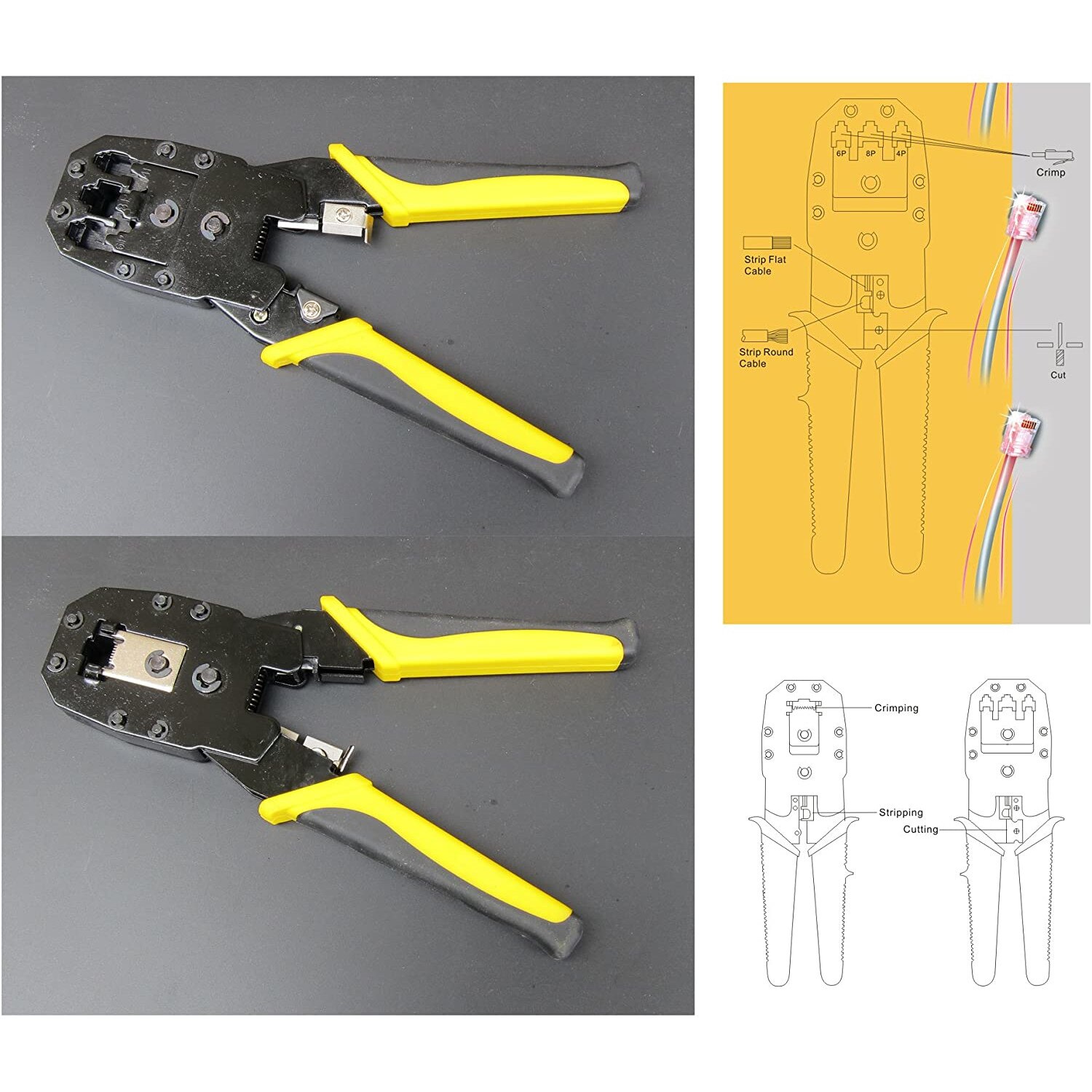 Cleste sertizare cabluri de retea, Galben/Negru - eMAG.ro