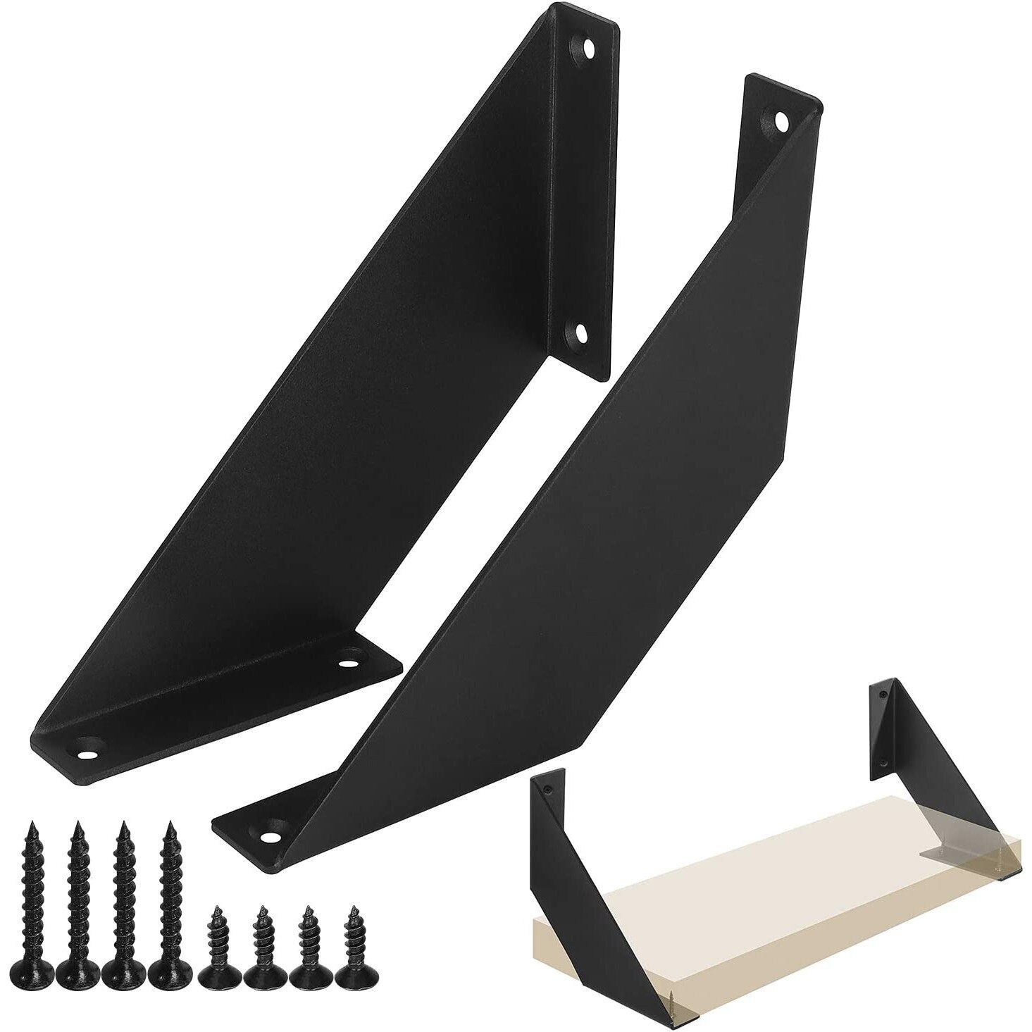 Suport raft de perete rustic, Metal, Negru - eMAG.ro