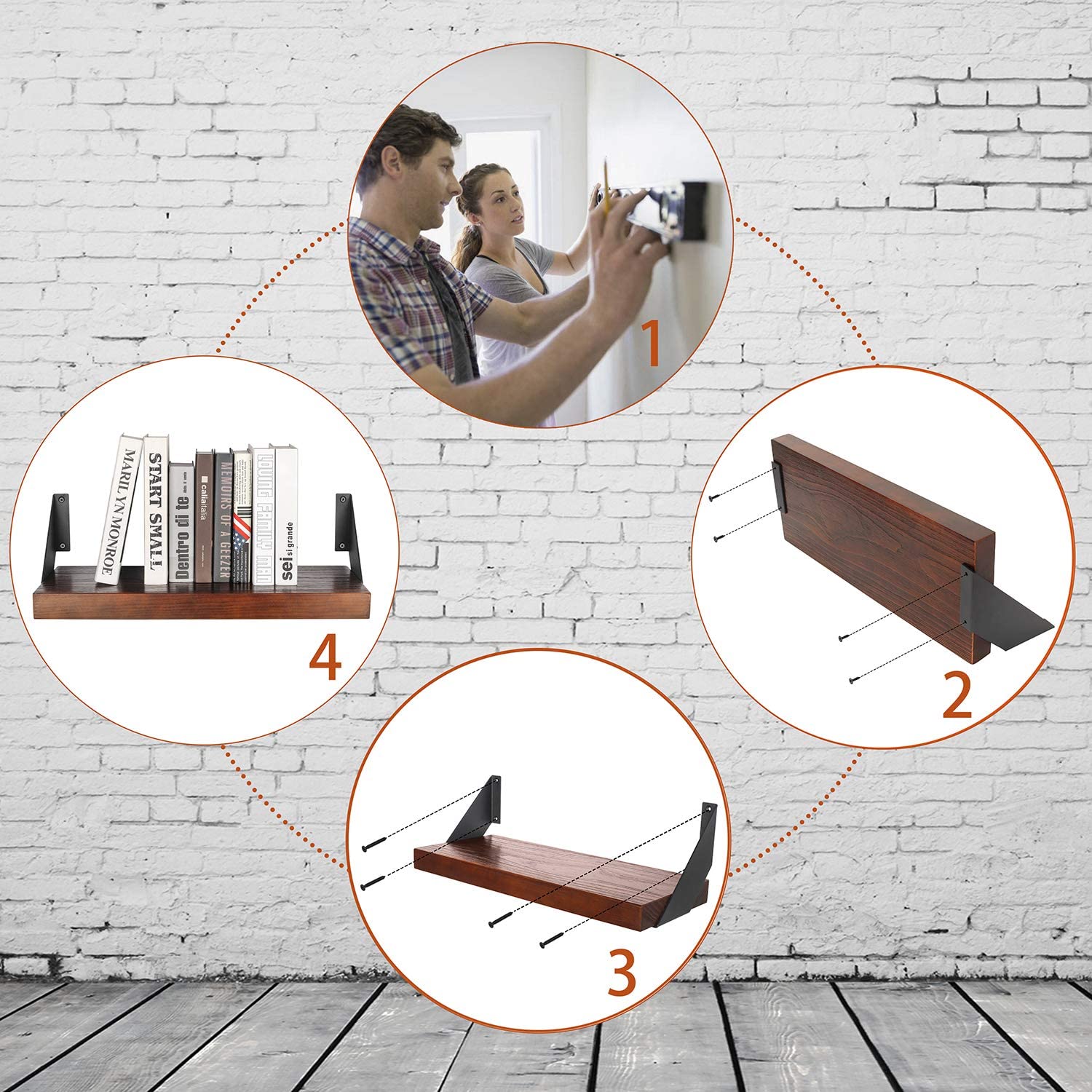 Suport raft de perete rustic, Metal, Negru - eMAG.ro