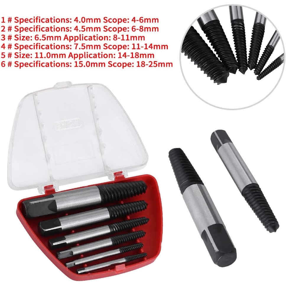 Set 6 extractoare de suruburi, Negru/Argintiu - eMAG.ro