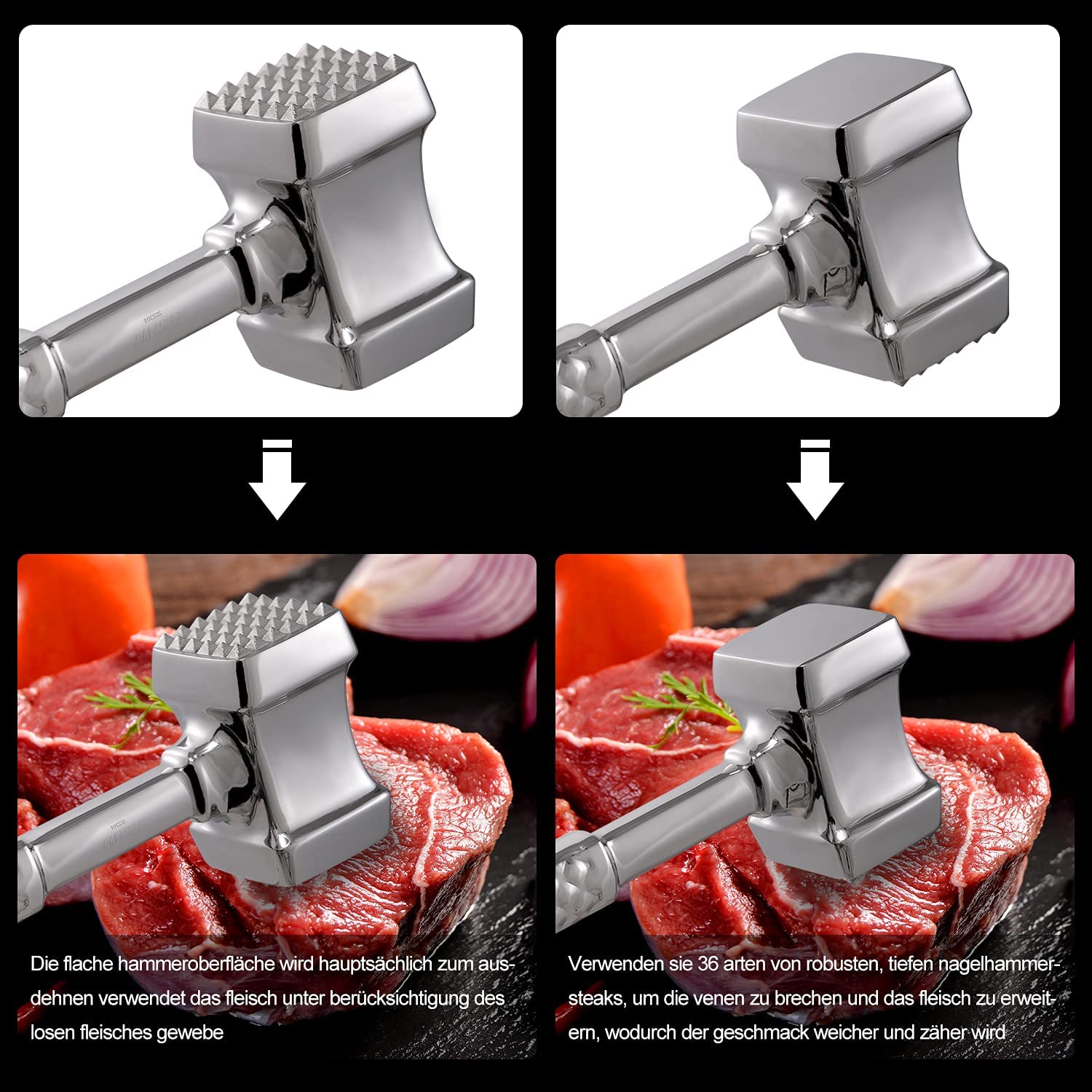 Tocator carne, Inox, 28 cm, Argintiu - eMAG.ro