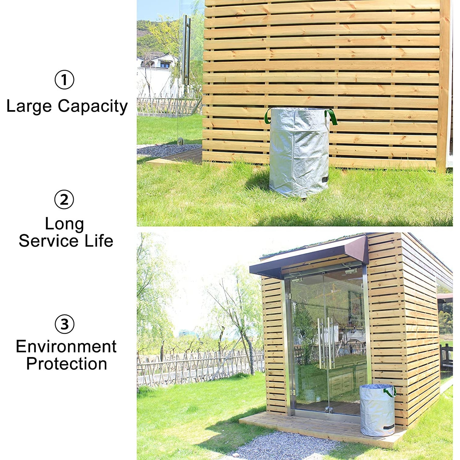 Set 2 cosuri de gunoi pentru gradina, Polietilena, 100L, Gri - eMAG.ro