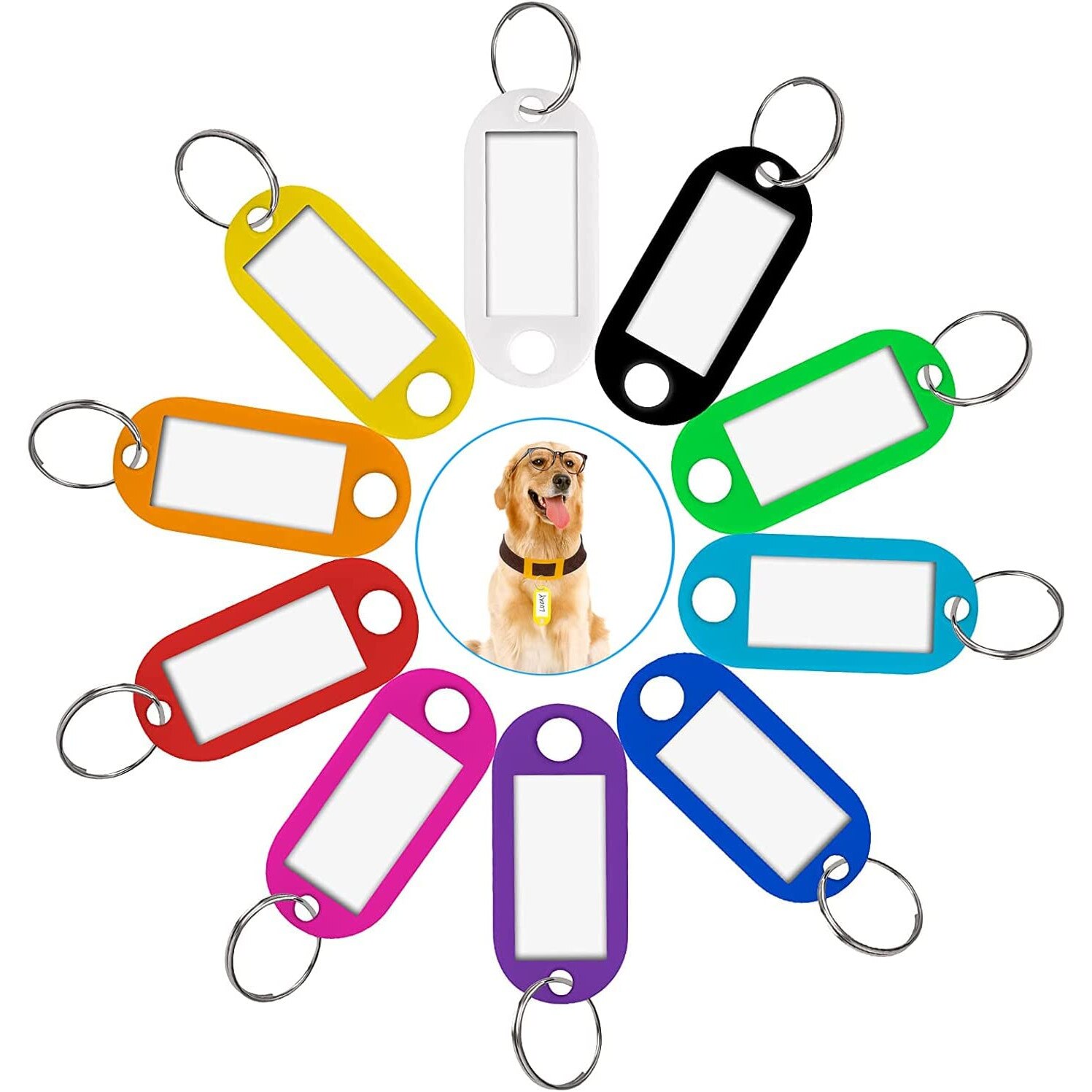 Set 20 brelocuri cu etichete pentru chei, Plastic, 5x2.2 cm, Multicolor ...