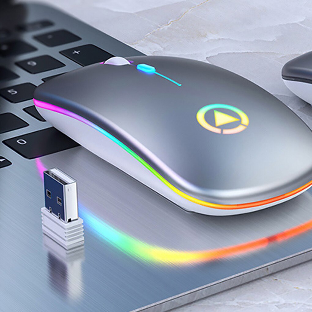 Mouse reincarcabil, LED ultra-subtire, 13,8x8x3,9 cm, ABS, Gri - eMAG.ro