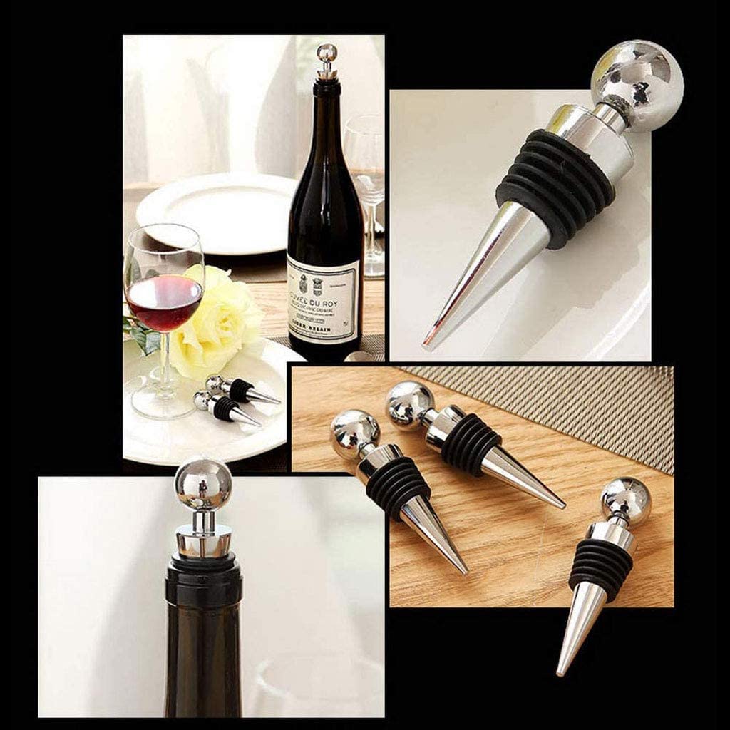 Set 6 dopuri pentru sticle de vin, ABS/Inox, Argintiu/Negru - eMAG.ro