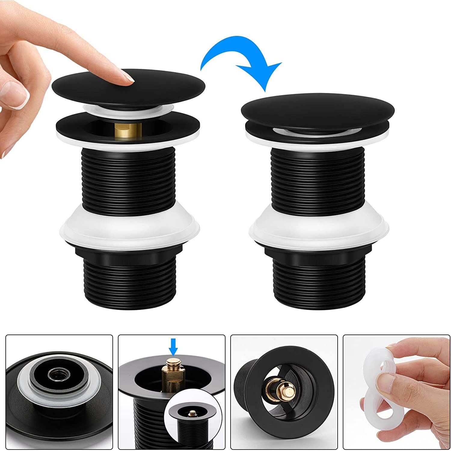 Dop universal de presare pentru chiuveta, Inox/Alama, Negru - eMAG.ro