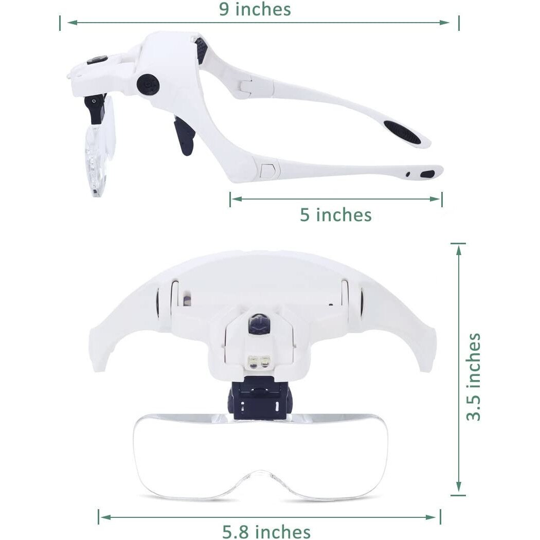 Lupa de cap, Lumina LED, 1.0X-3.5X, Alb/Negru - eMAG.ro