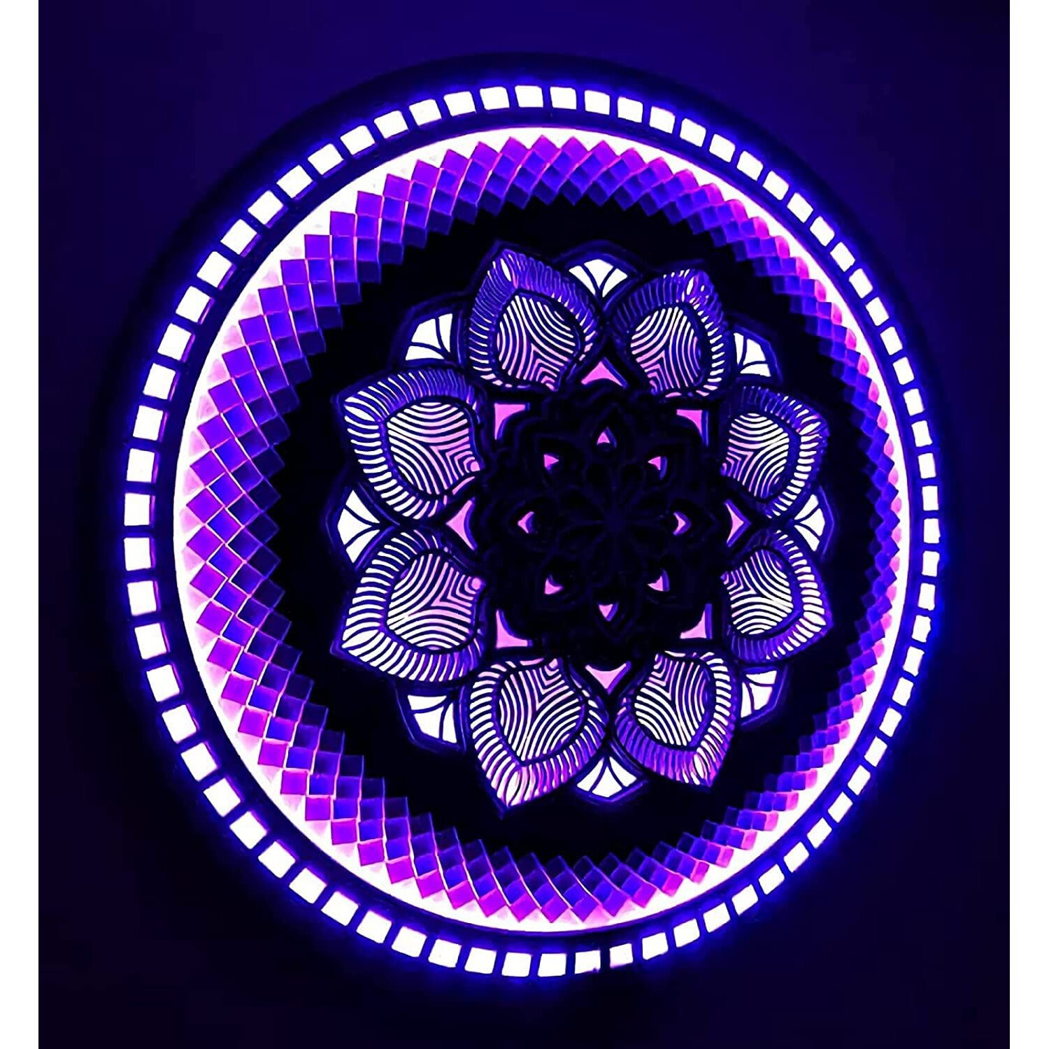 Decor de perete cu flori, Sculptura din floare de lotus, LED ...