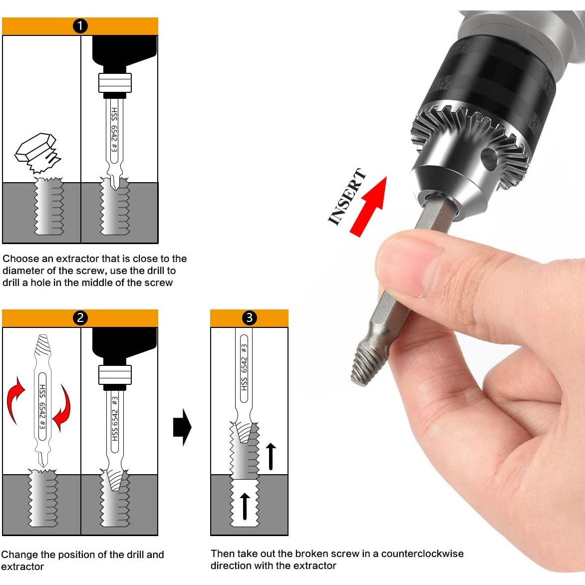 Set de 6 extractoare de suruburi, HSS, 61 x 102 x 17 mm - eMAG.ro