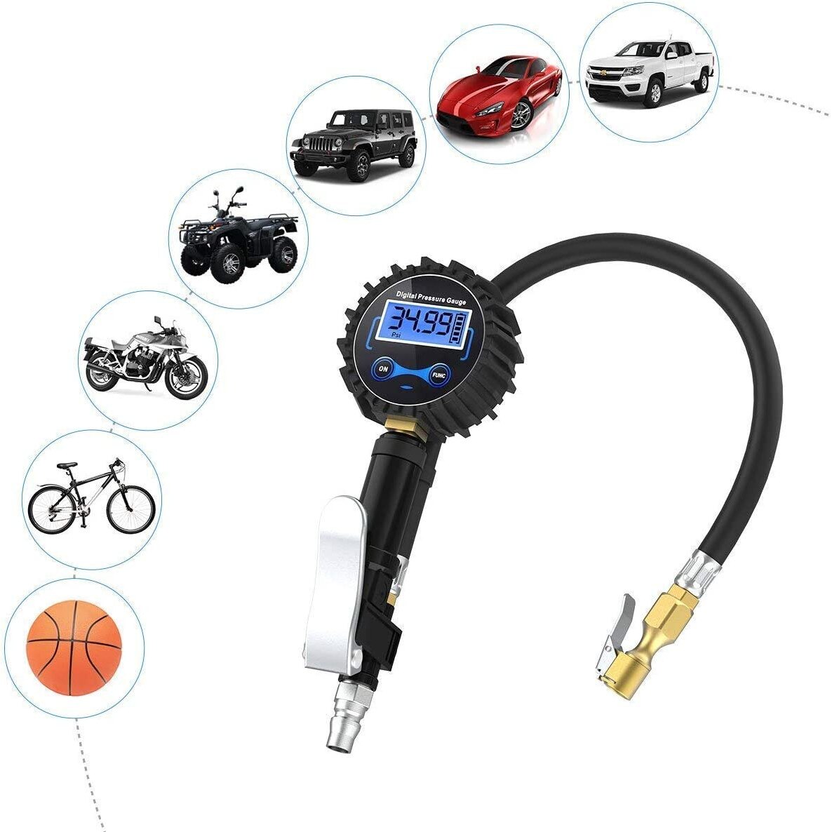 Manometru digital de presiune in anvelope 200 PSI, Cu pistol de umflare ...