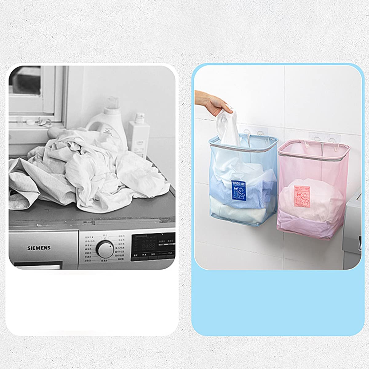 Set 2 cosuri pentru rufe, Poliester, 35x26x17 cm, Roz/Albastru - eMAG.ro