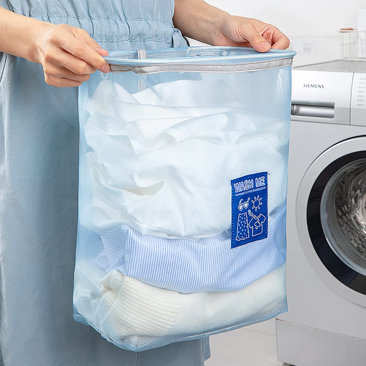 Set 2 cosuri pentru rufe, Poliester, 35x26x17 cm, Roz/Albastru - eMAG.ro