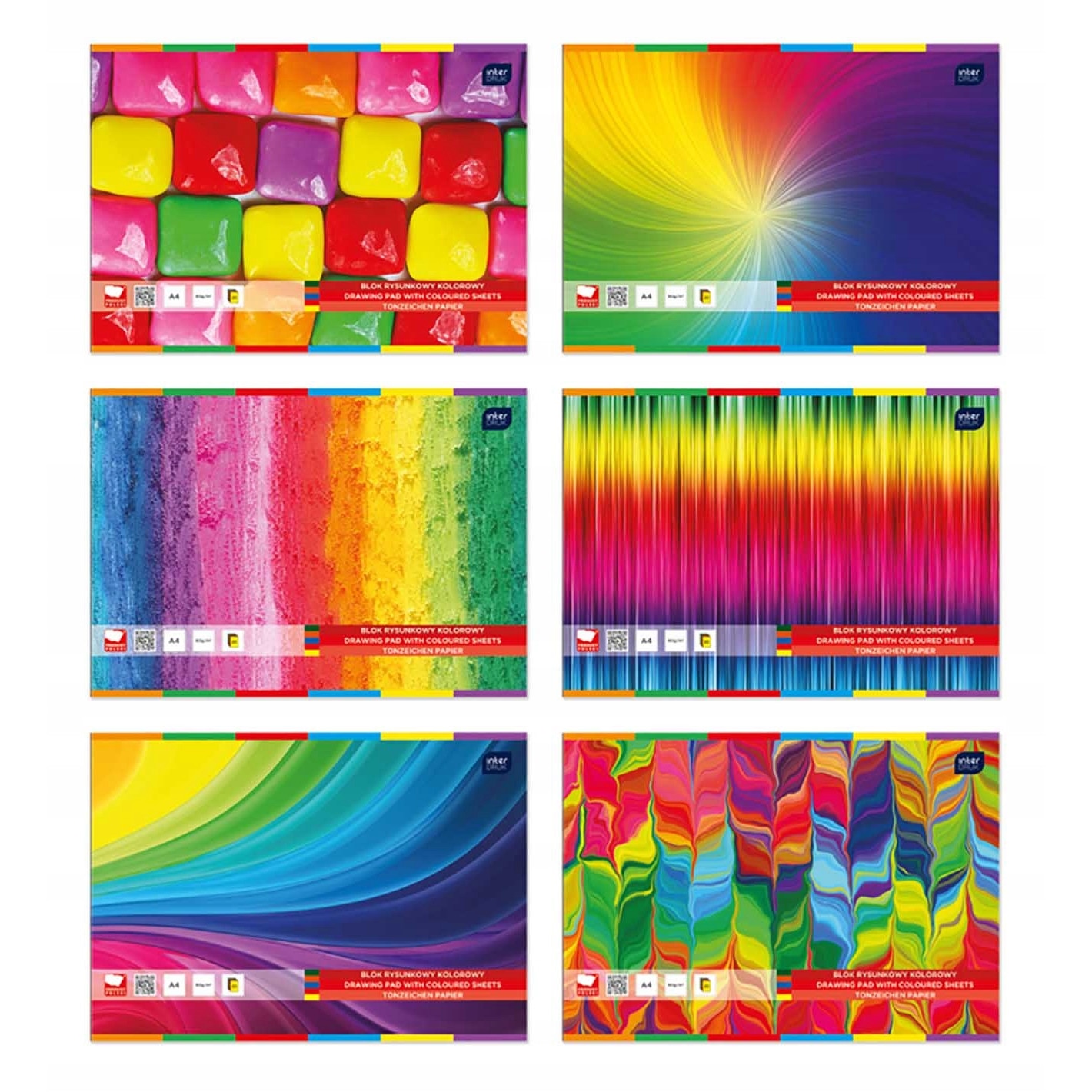 Set 6 blocuri de desen scolar, BTS, A4 cu 20 de coli colorate, 80 g/m2 ...