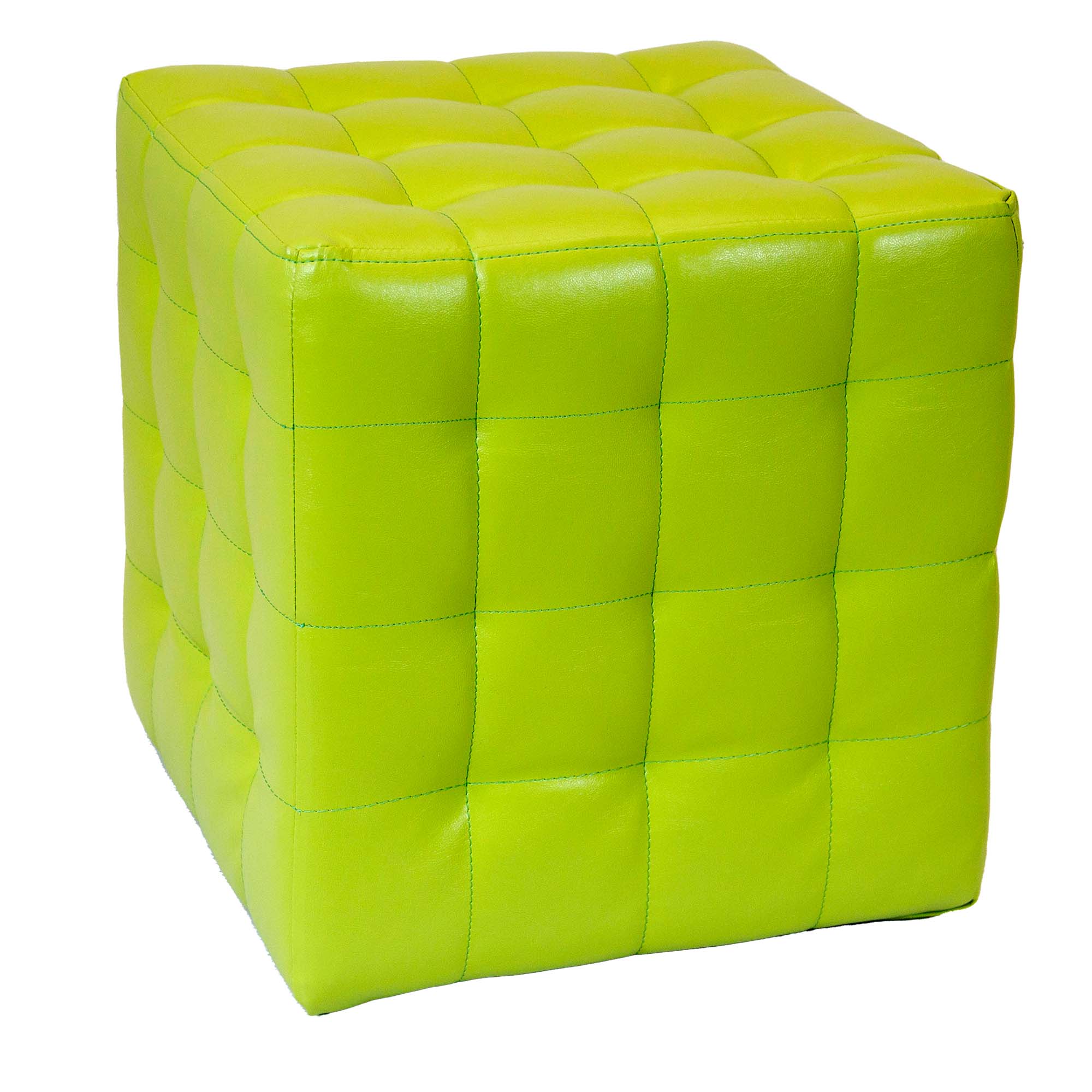 Scaun tip taburet, DENVER, Bump, tapitat, piele ecologica, verde ...