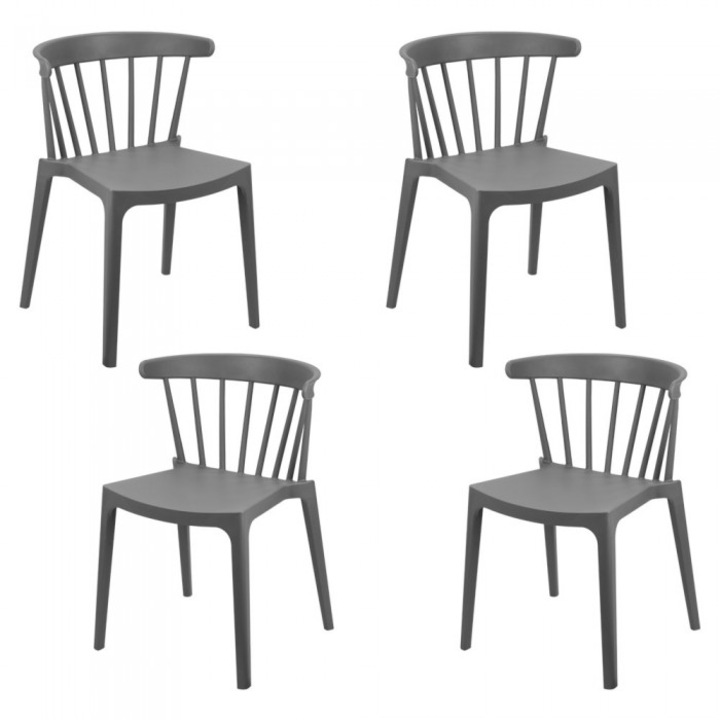 Set 4 scaune terasa/bucatarie gri RAKI ASPEN, 53x53xh75cm ...