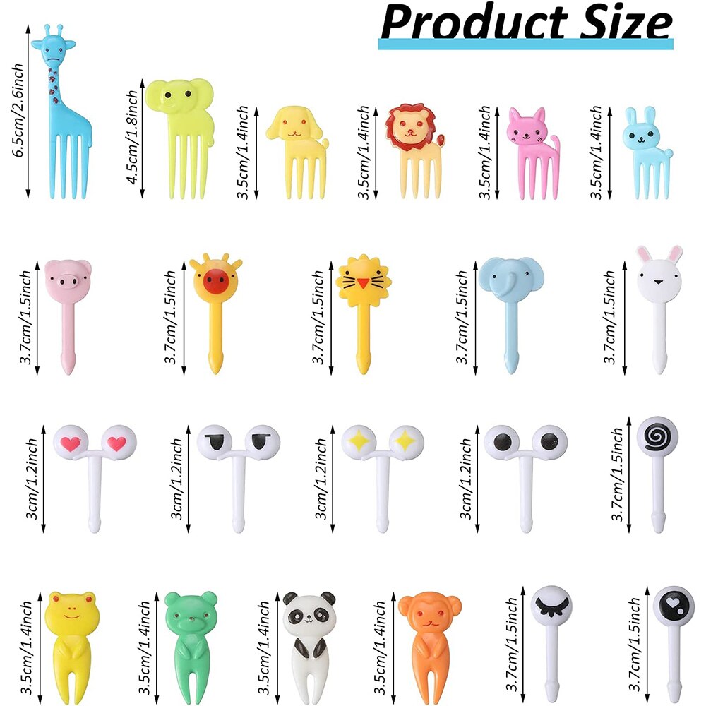 Set 120 mini furculite de fructe cu animale, JESWO, ABS, Multicolor ...