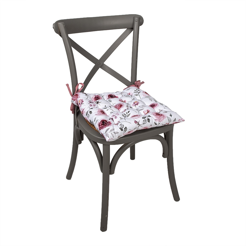 Set 6 perne scaune bumbac roz alb Roses 40x40x4 cm - eMAG.ro