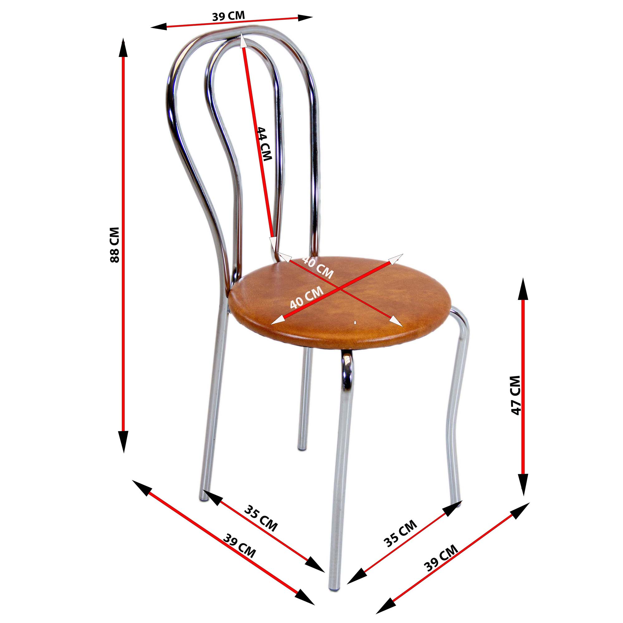 Set masa cu 4 scaune Tulipan cadru crom, piele ecologica cognac, DENVER ...