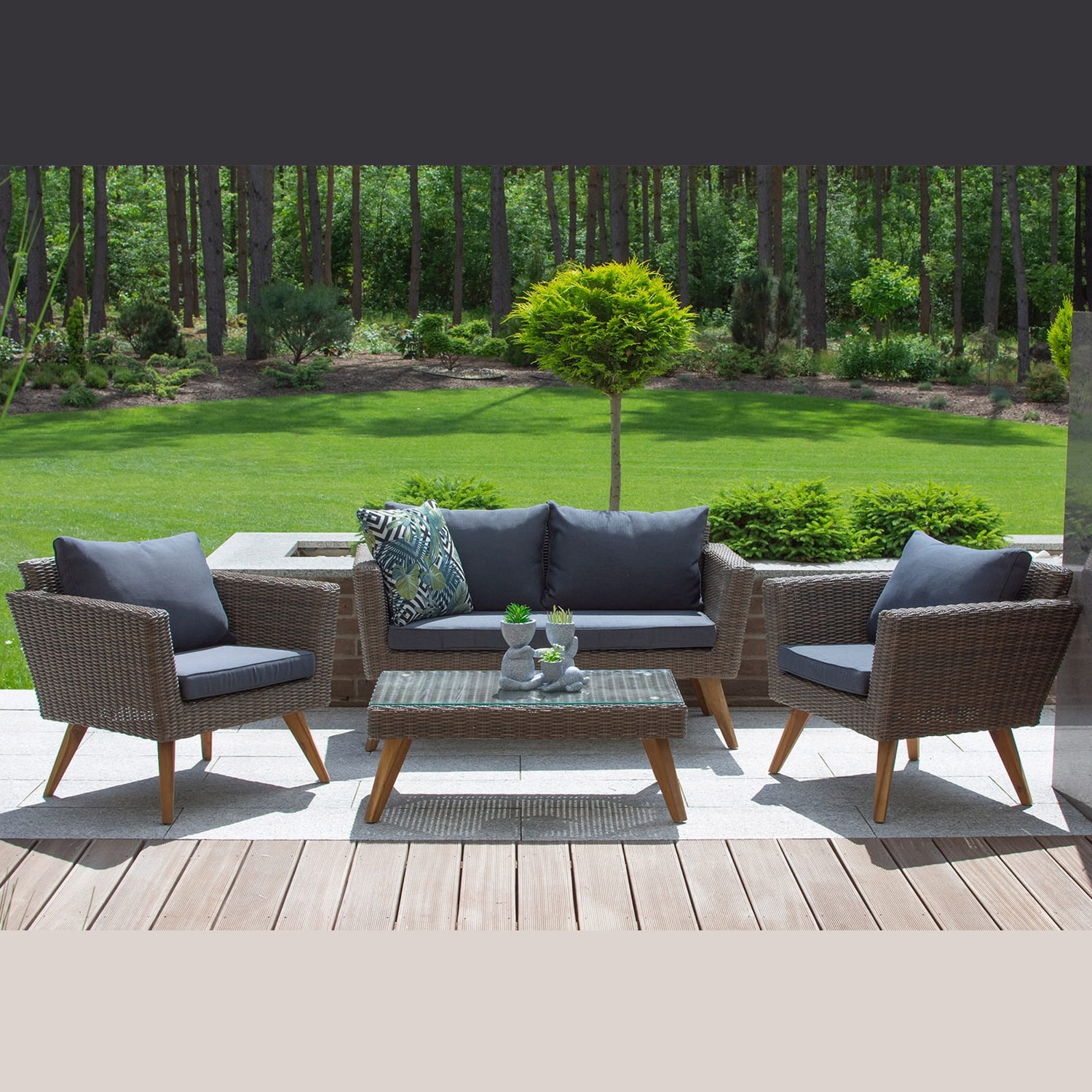 Set mobilier gradina/terasa Malmo, poliratan, 4 piese canapea fotolii ...