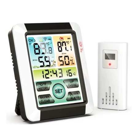 Termometru si higrometru de camera si exterior, Danex, ceas cu alarma ...