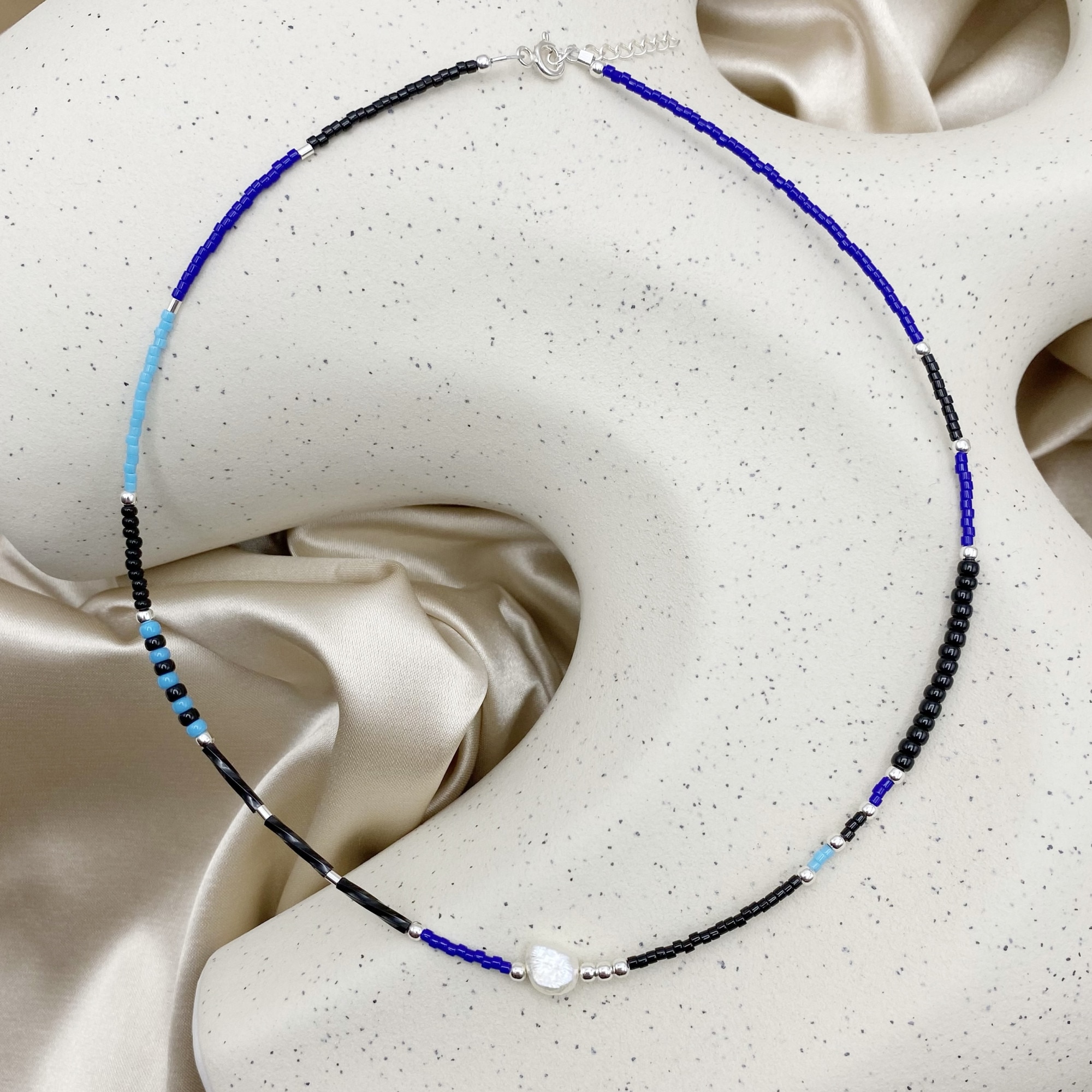 Colier cu Perla naturala, elemente din Argint 925 si margele Miyuki ...